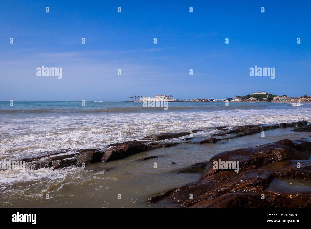 Far View to the Cape Coast Slave Castle from the Atlantic Ocean ...