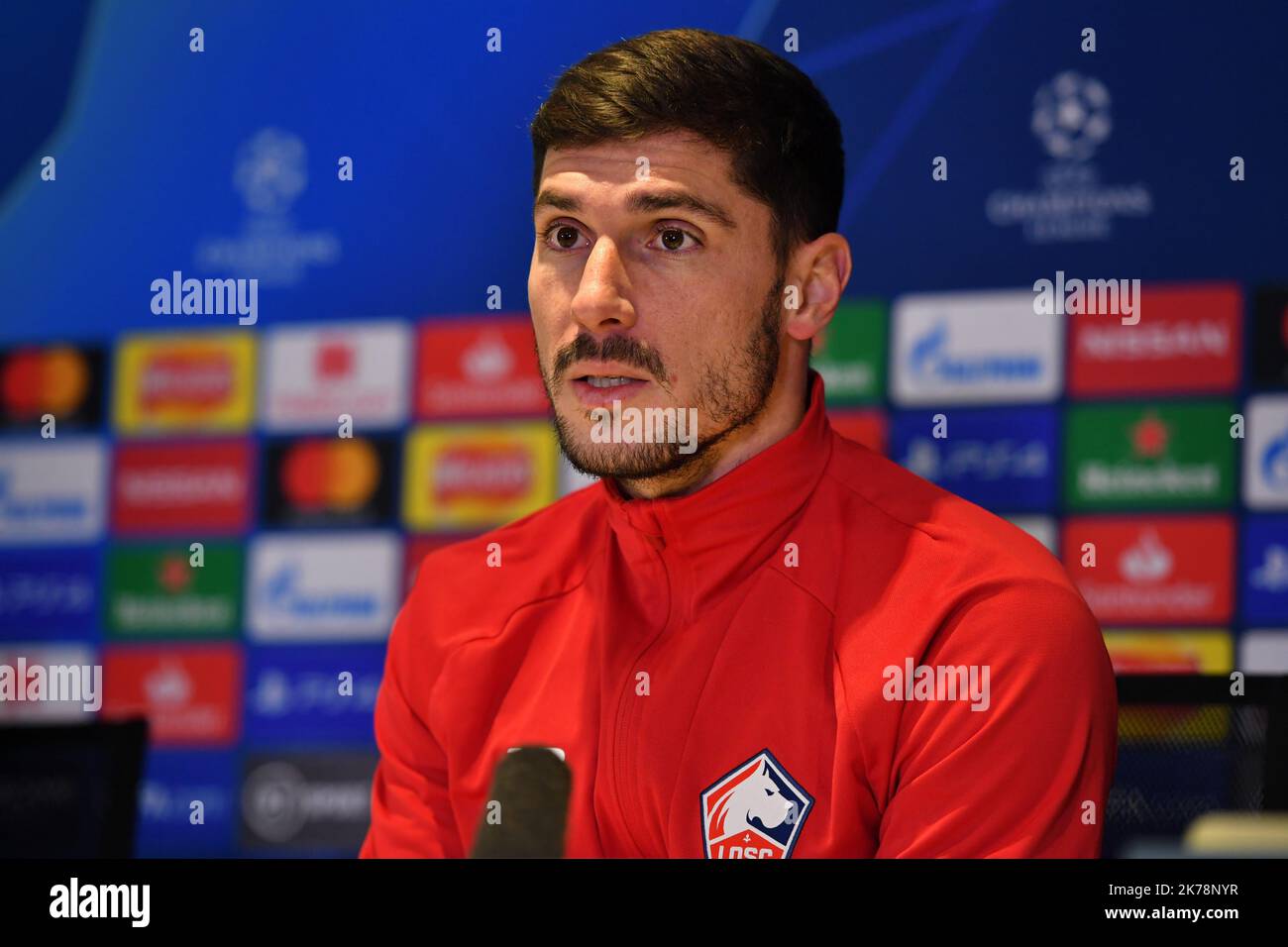 Lille's Jeremy Pied speaks during the press conference Stock Photo - Alamy