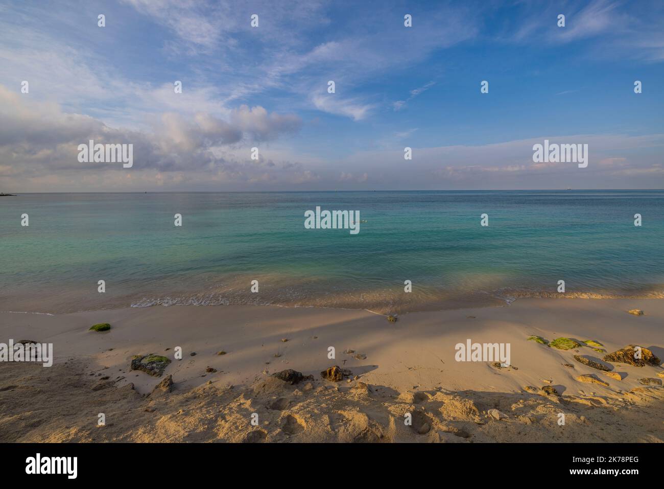 Gorgeous view sandy coastline and turquoise Atlantic ocean water ...