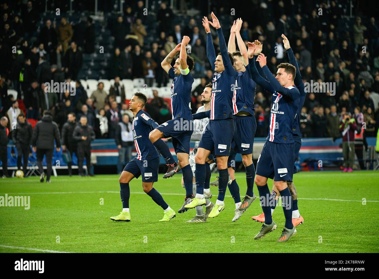 PSG players celebrations during the 1/4 League Cup Final between Paris ...