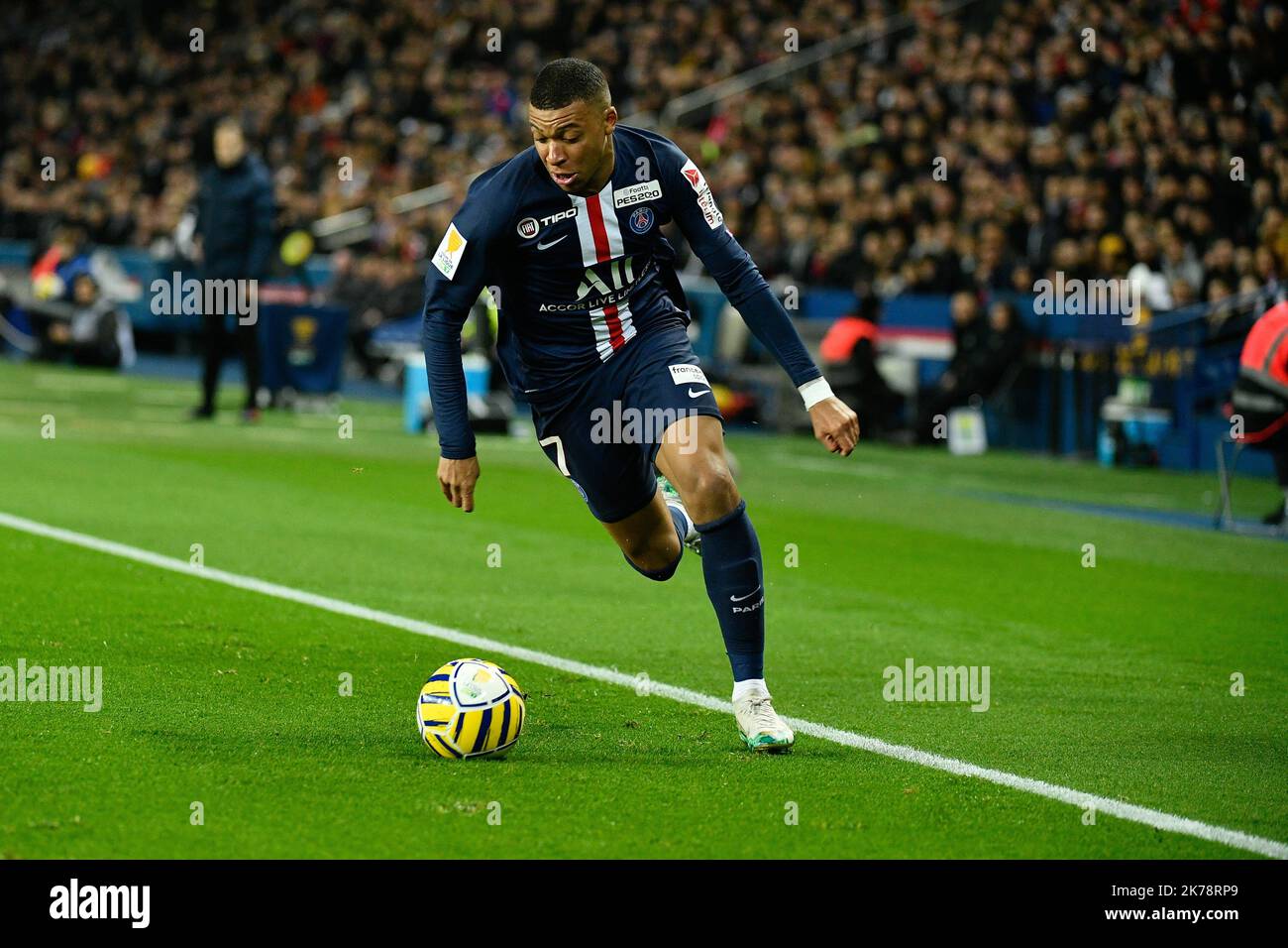 Kylian Mbappe during the League Cup match between Paris Saint Germain (PSG) and AS St Etienne at ...