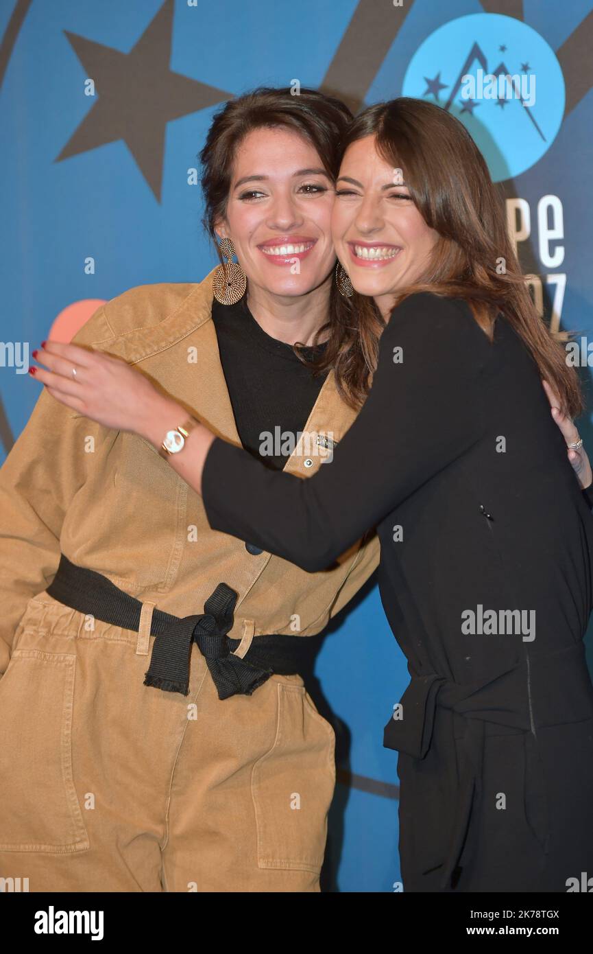 Laurie Cholewa (left) attends the first day of the 23rd L'Alpe D'Huez ...