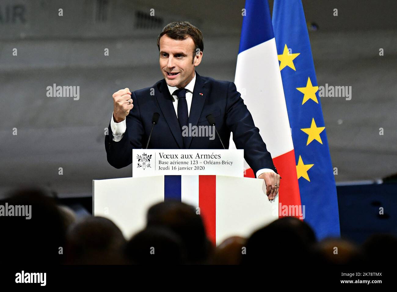 French President Emmanuel Macron visiting the air military base 123 ...