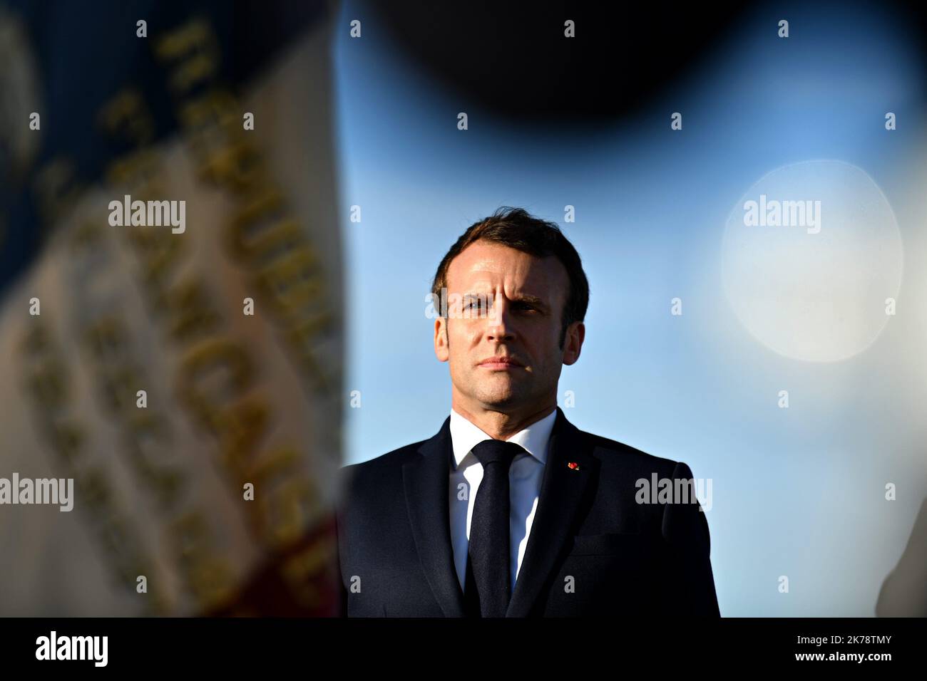 French President Emmanuel Macron visiting the air military base 123 ...