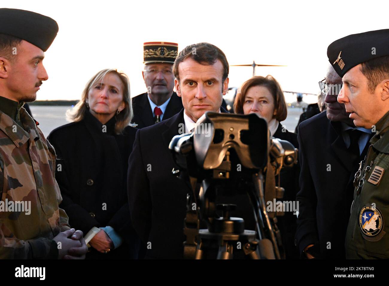 French President Emmanuel Macron visiting the air military base 123 ...