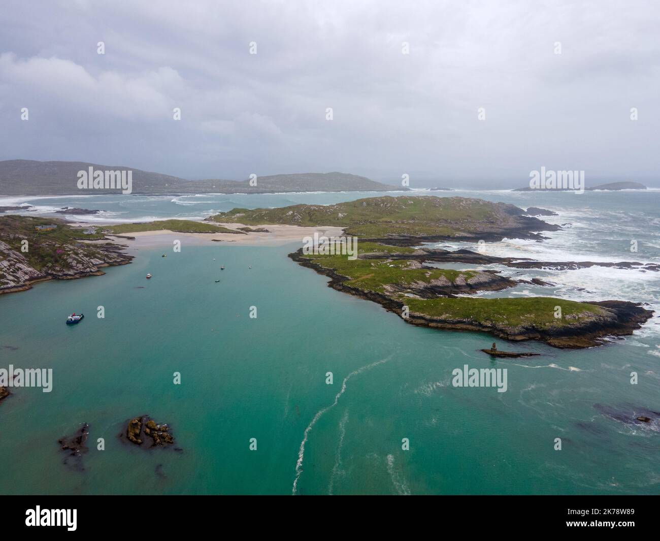 Ireland, County Kerry, Derrynane blue flag beach located over the Ring ...