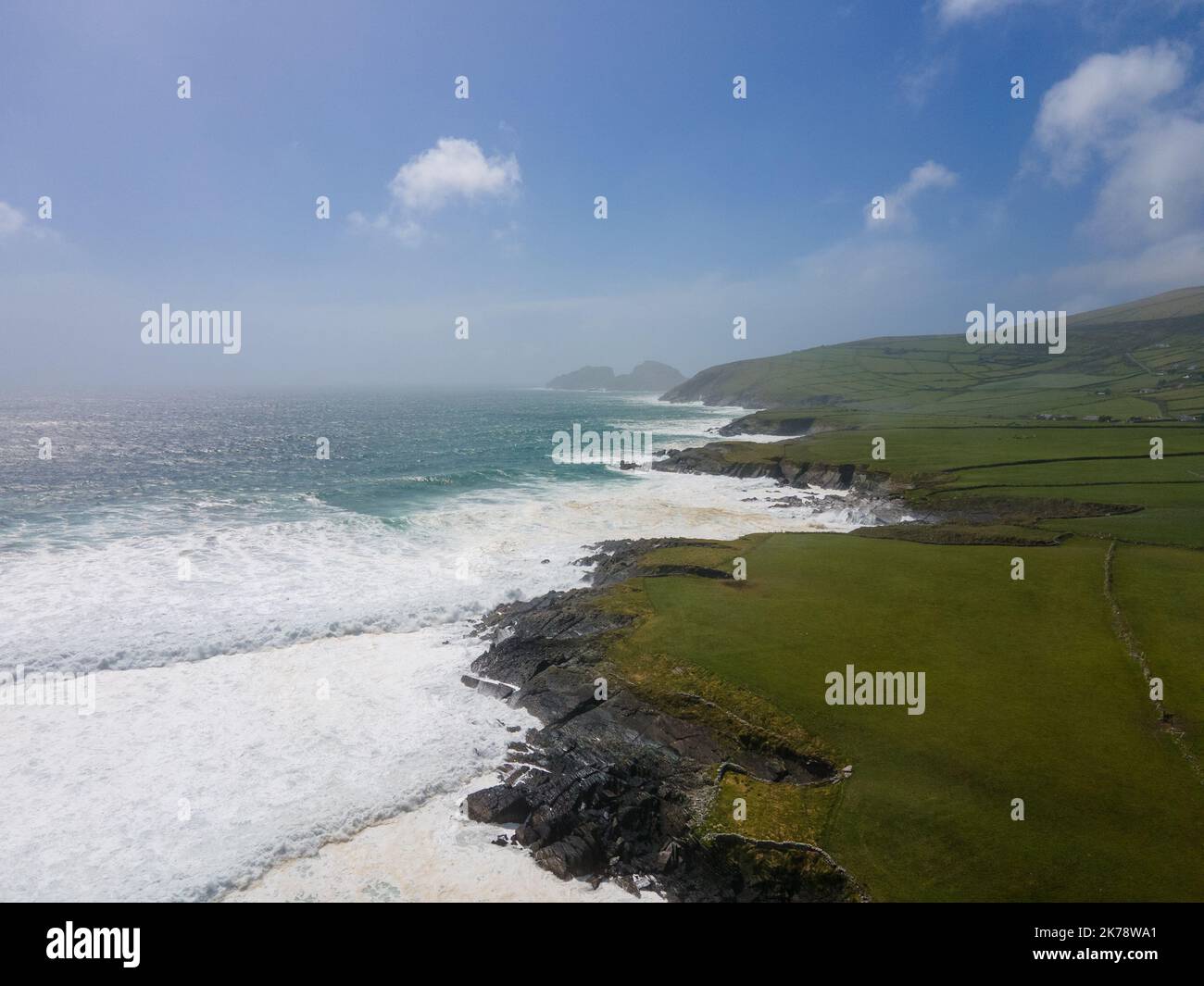 Ireland - County Kerry - Driving over the Ring of Kerry, drone shot ...