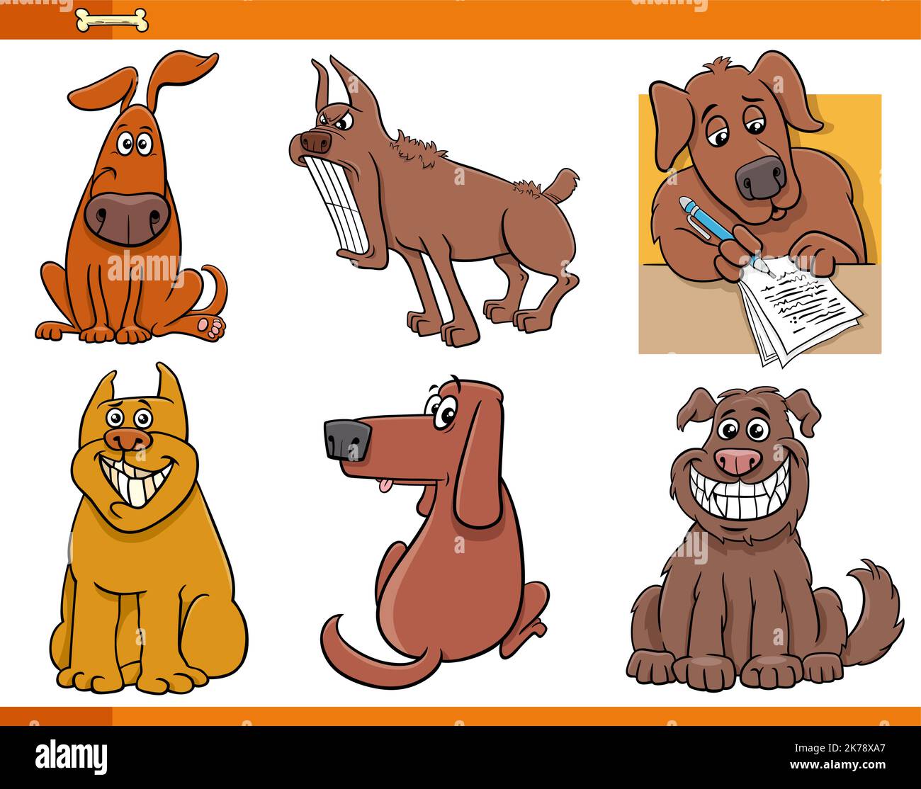 Cartoon illustration of funny dogs comic animal characters set Stock ...