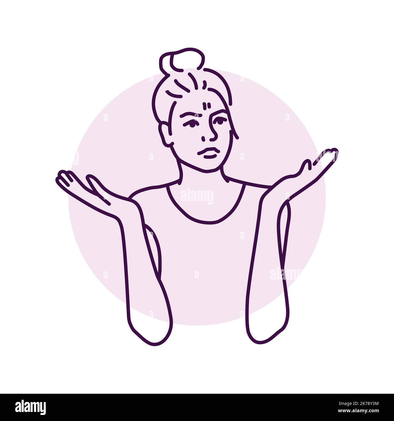 Female emotion confusion color line illustration Stock Vector Image ...