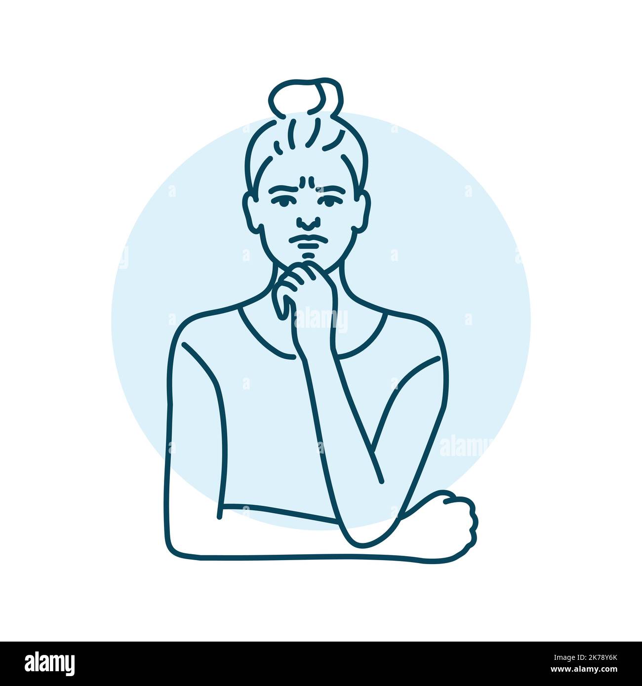 Female emotion of disgust color line illustration Stock Vector Image ...