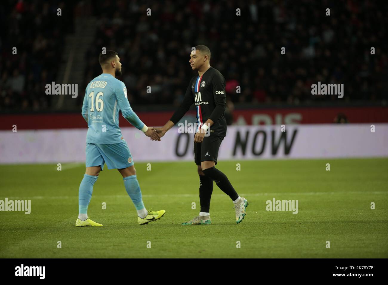 PSGâ€™s Kylian Mbappe and Montpellierâ€™s Dimitri Bertaud Stock Photo ...