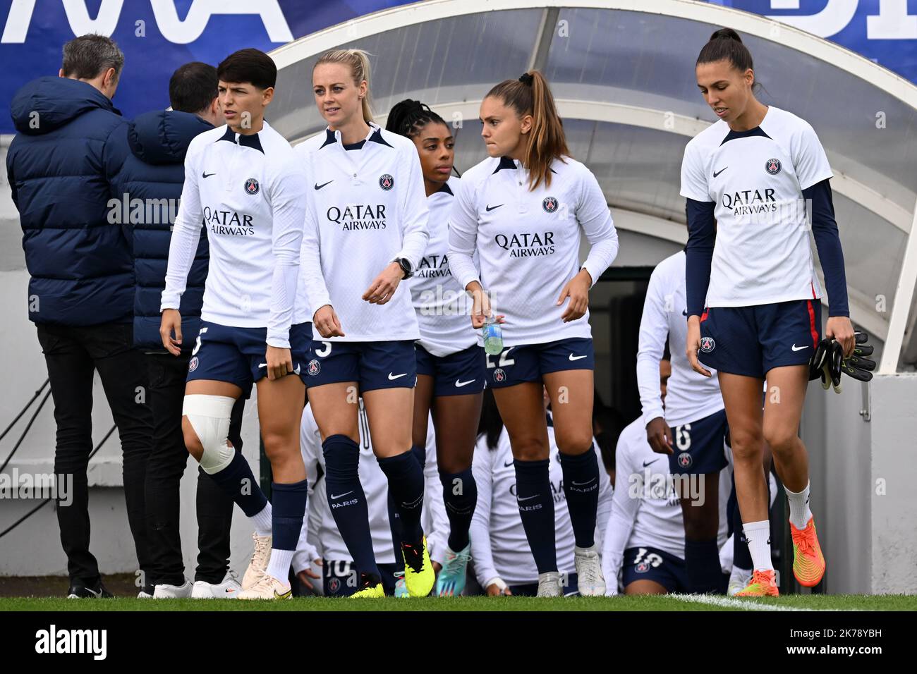 PARIS - Paris Saint Germain women enter the field for the warm-up (lr ...
