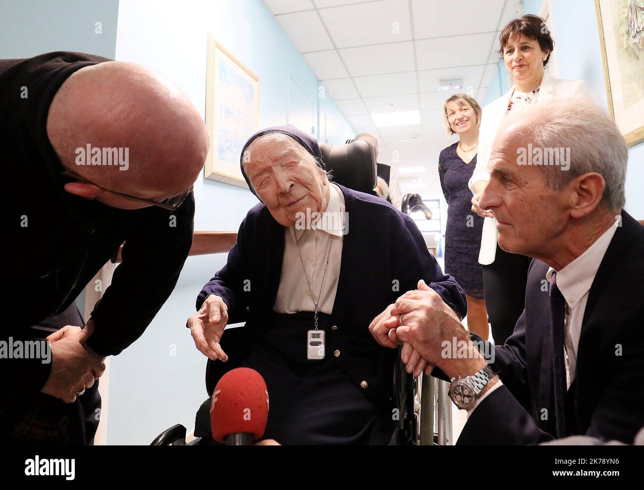 Lucile Randon also known as Sister Andre is seen photographed. She is ...