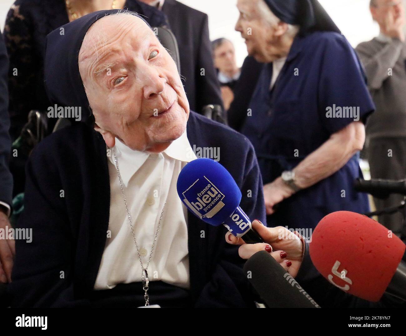 Lucile Randon also known as Sister Andre is seen photographed. She is ...