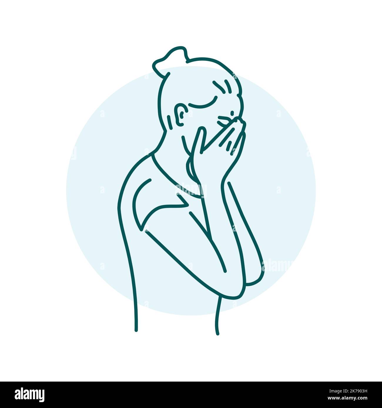 Sad girl crying color line illustration Stock Vector Image & Art - Alamy