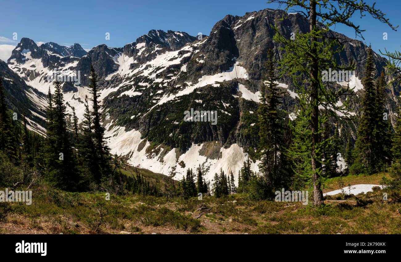 Photograph taken from Easy Pass. Snow still on the ground in mid-July ...