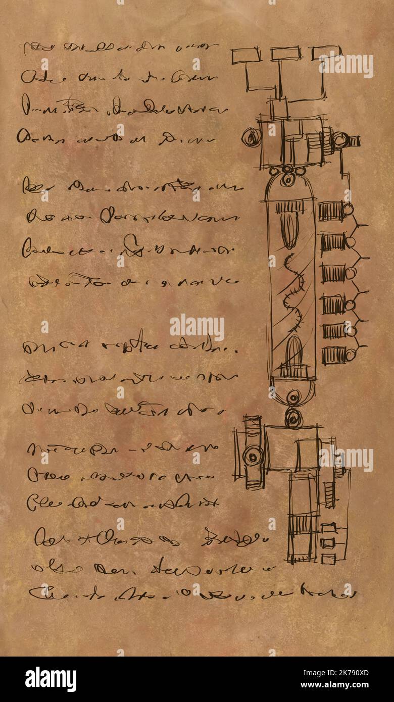 Abstract text. Imitation of a very old handwriting of an unknown ...