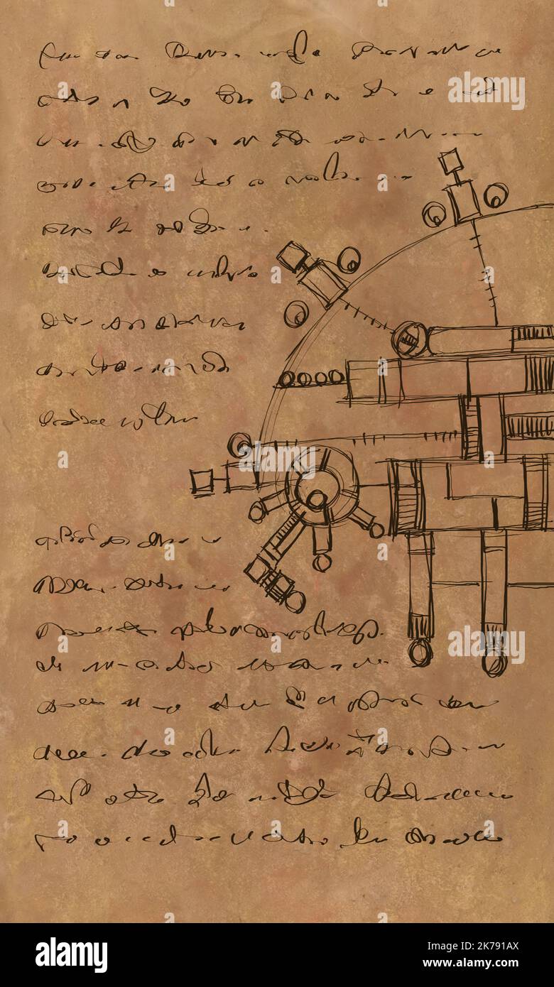 Abstract text. Imitation of a very old handwriting of an unknown ...