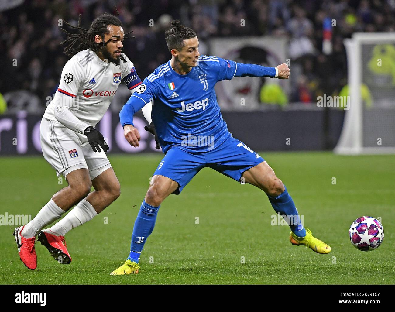Jason Denayer and Ronaldo, UEFA Champions League Lyon v Juventus at the ...