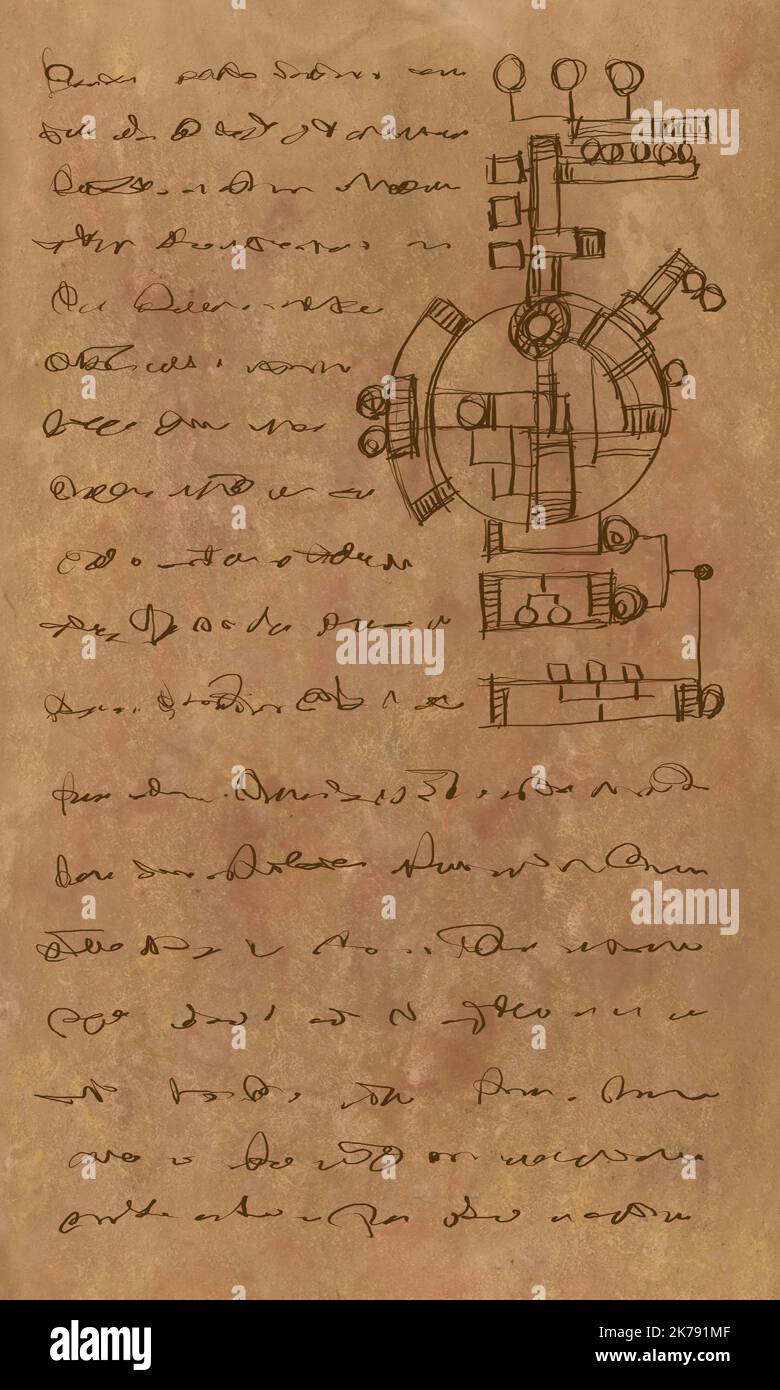 Abstract text. Imitation of a very old handwriting of an unknown ...