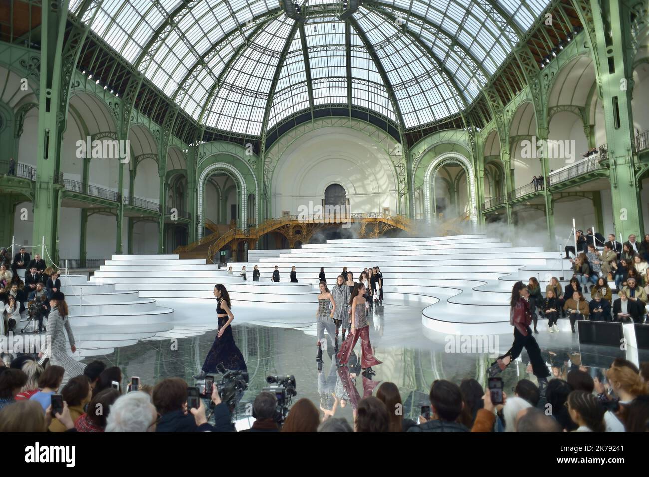 Models on the catwalk during the Chanel as part of the Paris Fashion ...