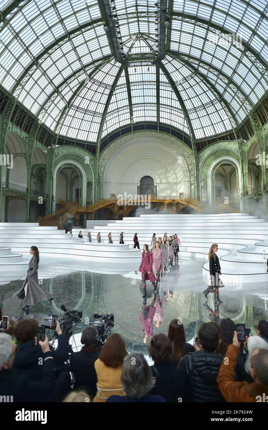 Models on the catwalk during the Chanel as part of the Paris Fashion ...