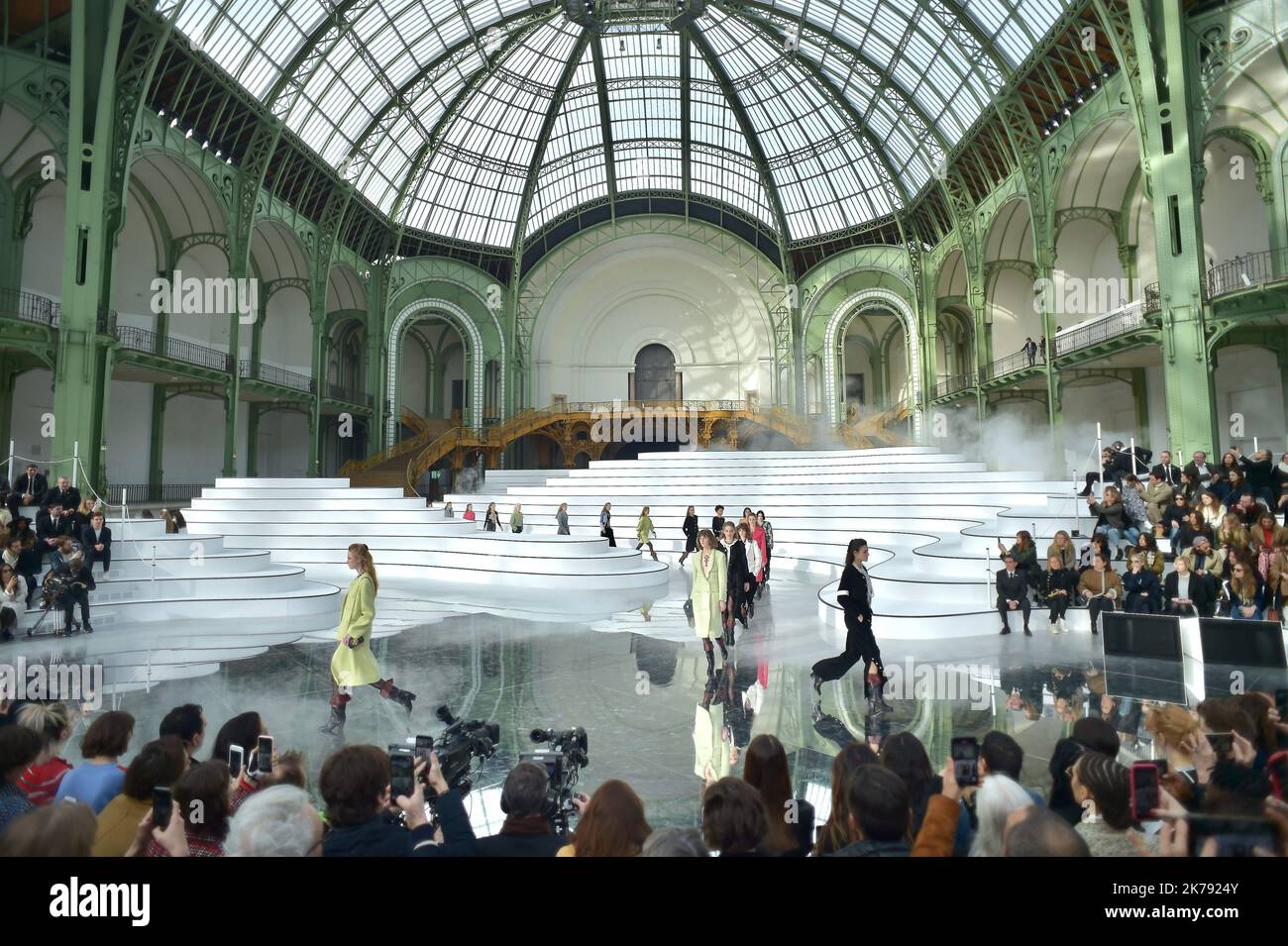 Models on the catwalk during the Chanel as part of the Paris Fashion ...