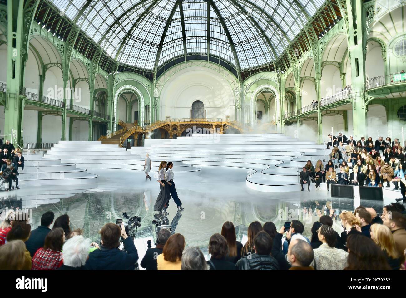 Models on the catwalk during the Chanel as part of the Paris Fashion ...