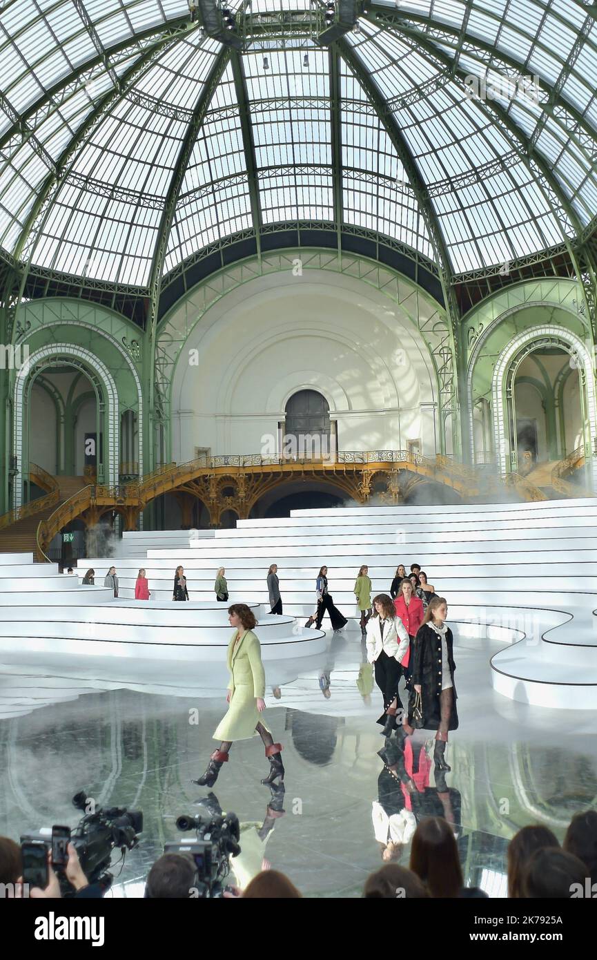 Models on the catwalk during the Chanel as part of the Paris Fashion ...