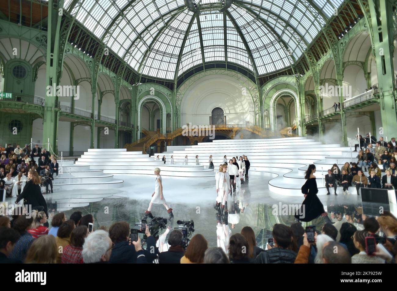 Models on the catwalk during the Chanel as part of the Paris Fashion ...