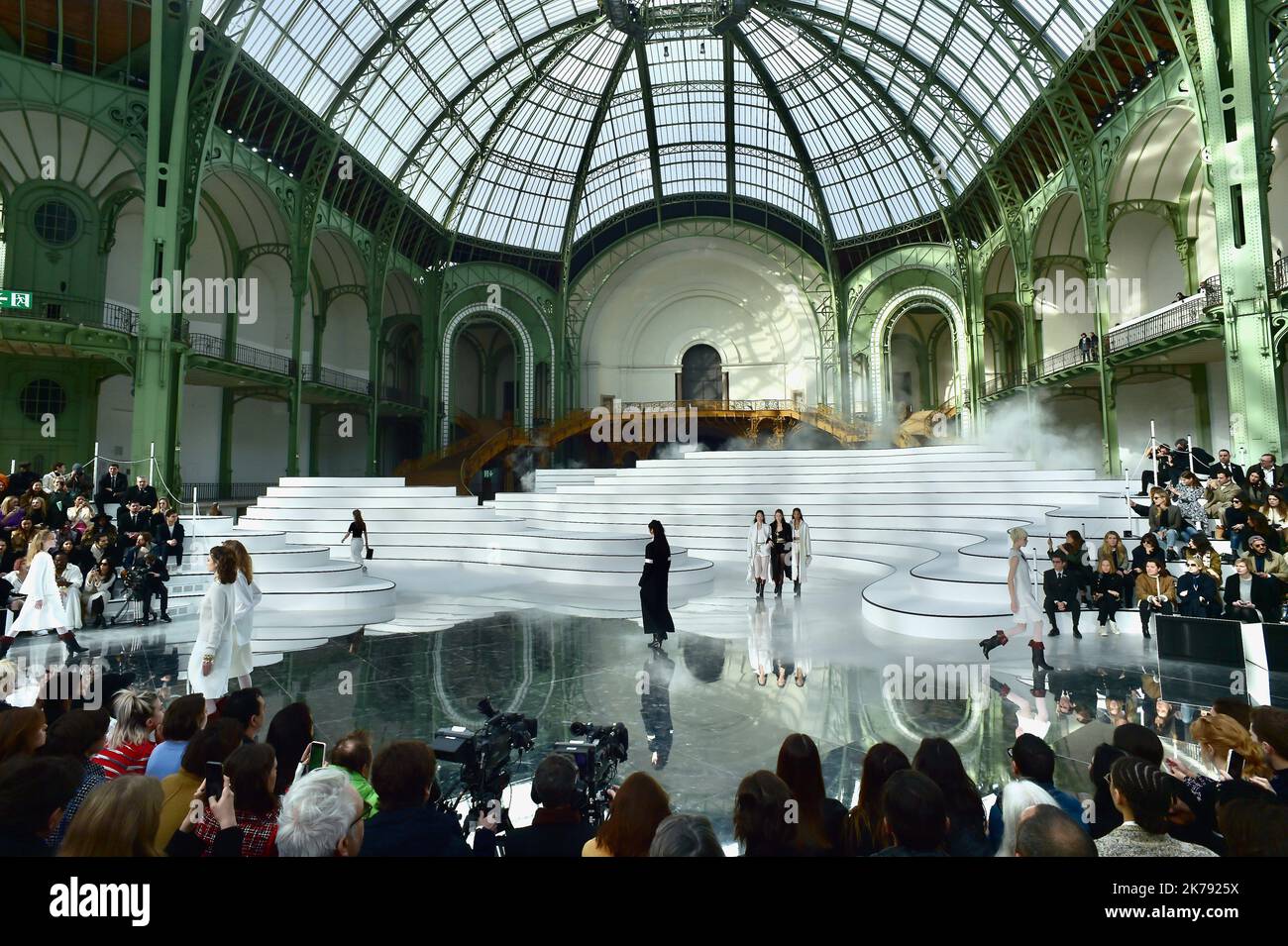 Models on the catwalk during the Chanel as part of the Paris Fashion ...