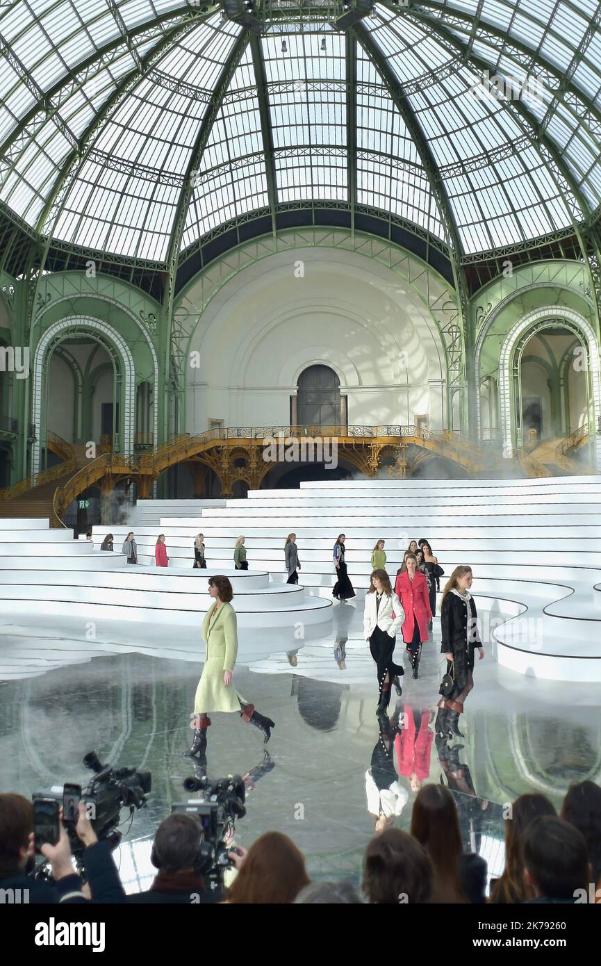 Models on the catwalk during the Chanel as part of the Paris Fashion ...
