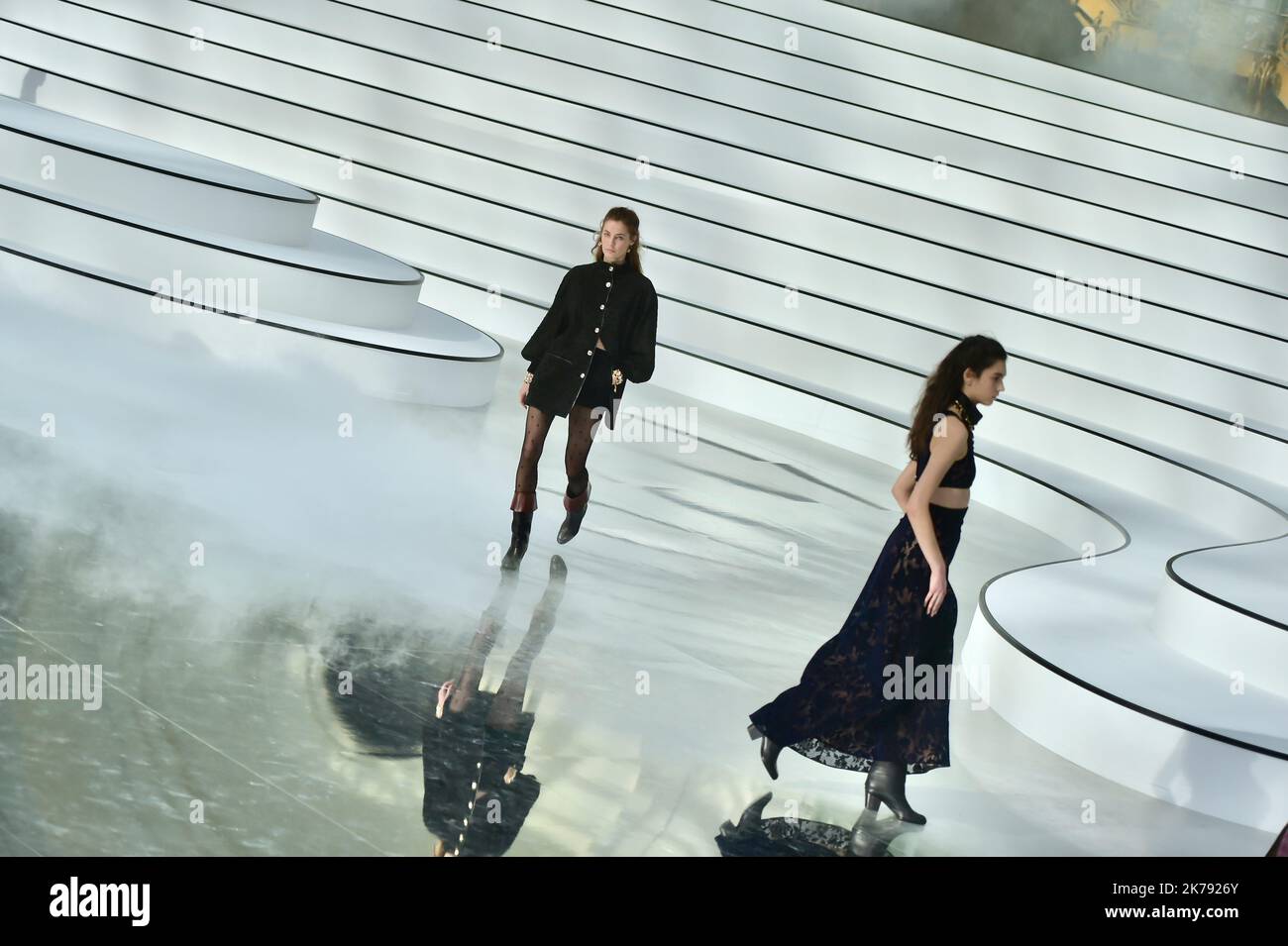 Models on the catwalk during the Chanel as part of the Paris Fashion ...