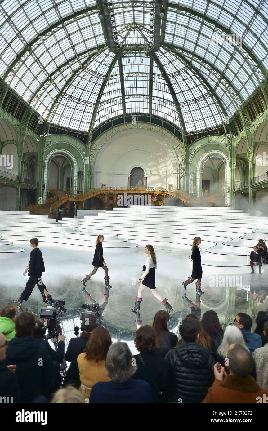 Models on the catwalk during the Chanel as part of the Paris Fashion ...
