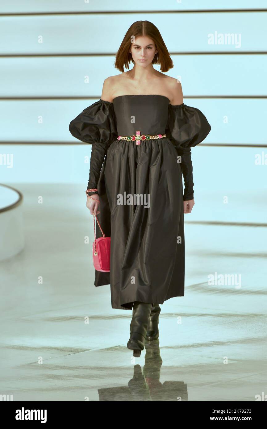 Model Kaia Gerber on the catwalk during the Chanel as part of the Paris ...