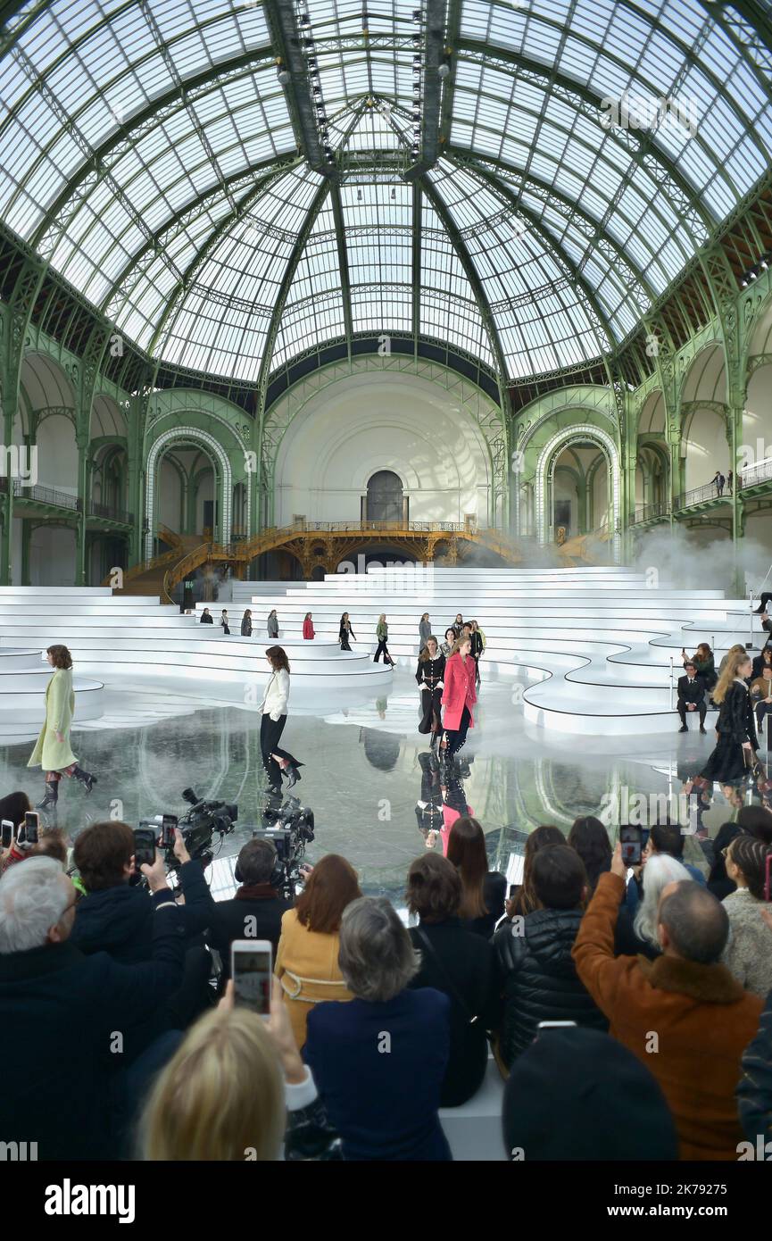 Models on the catwalk during the Chanel as part of the Paris Fashion ...