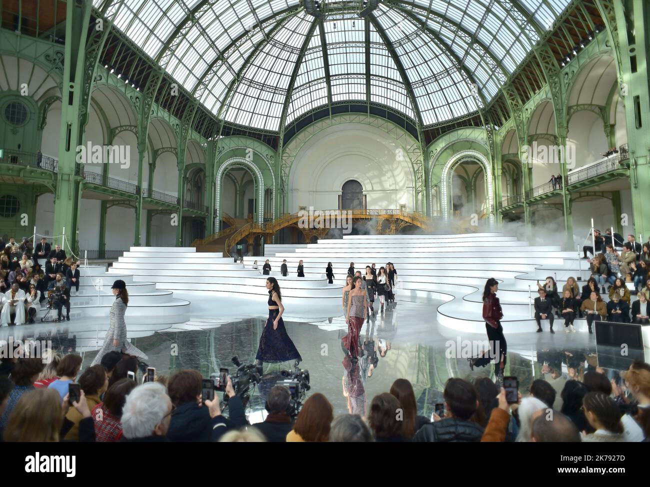 Models on the catwalk during the Chanel as part of the Paris Fashion ...