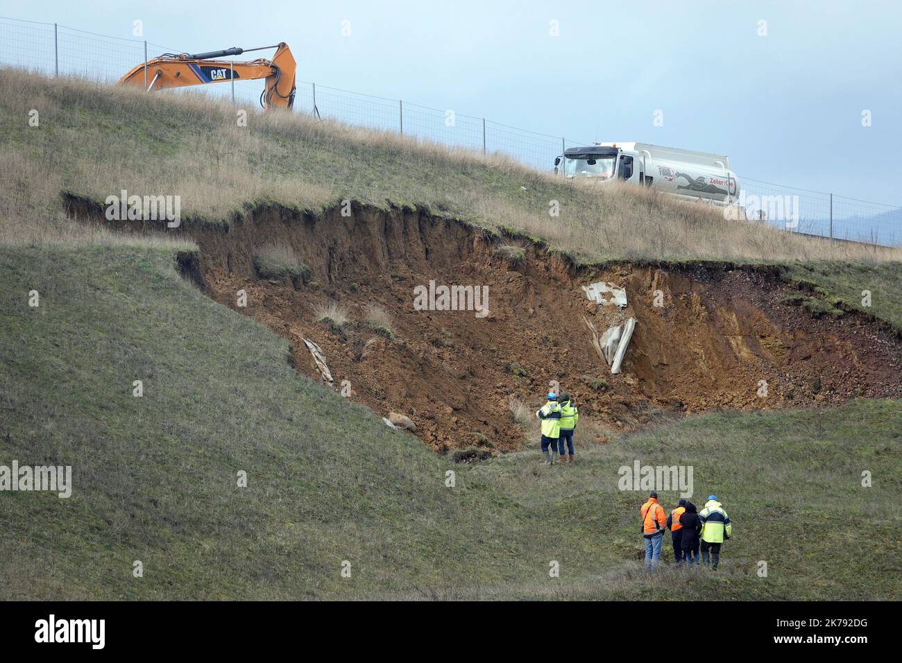 A day after the high speed train TGV accident (21 people injured Stock ...