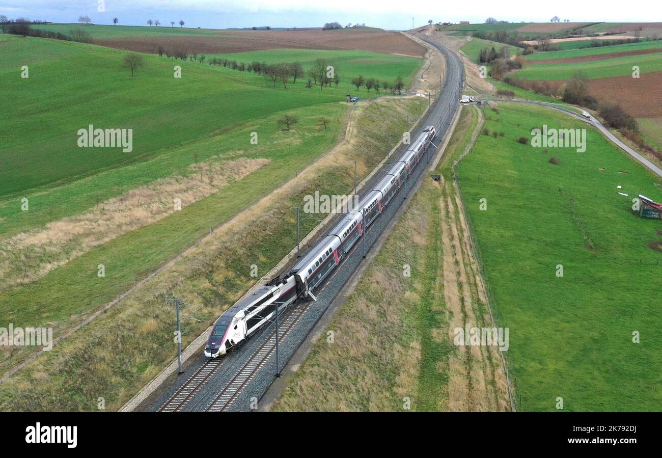 A day after the high speed train TGV accident (21 people injured Stock ...
