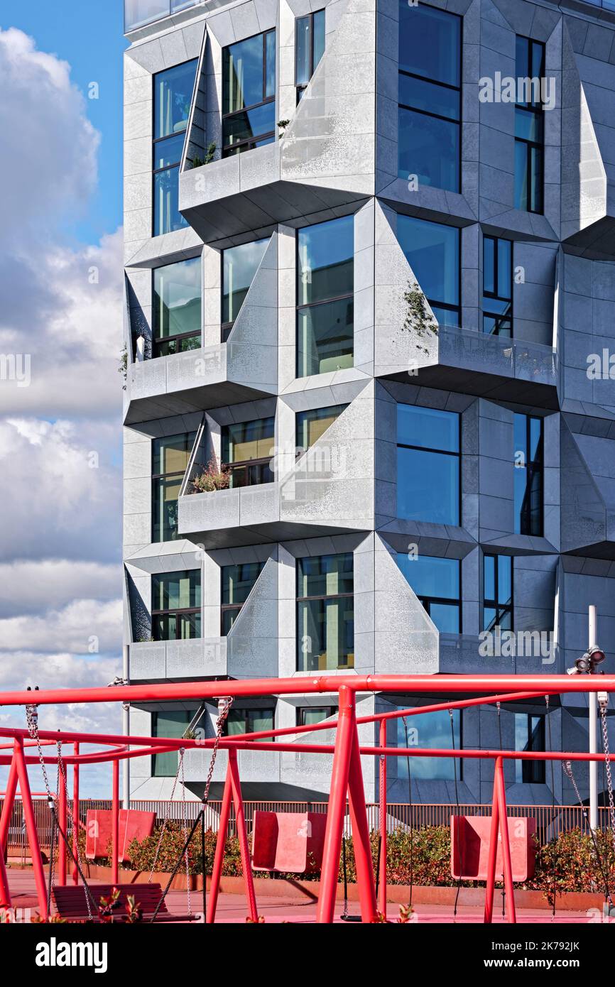 Copenhagen, Denmark - Sept 2022: The Silo apartments which have unusual ...