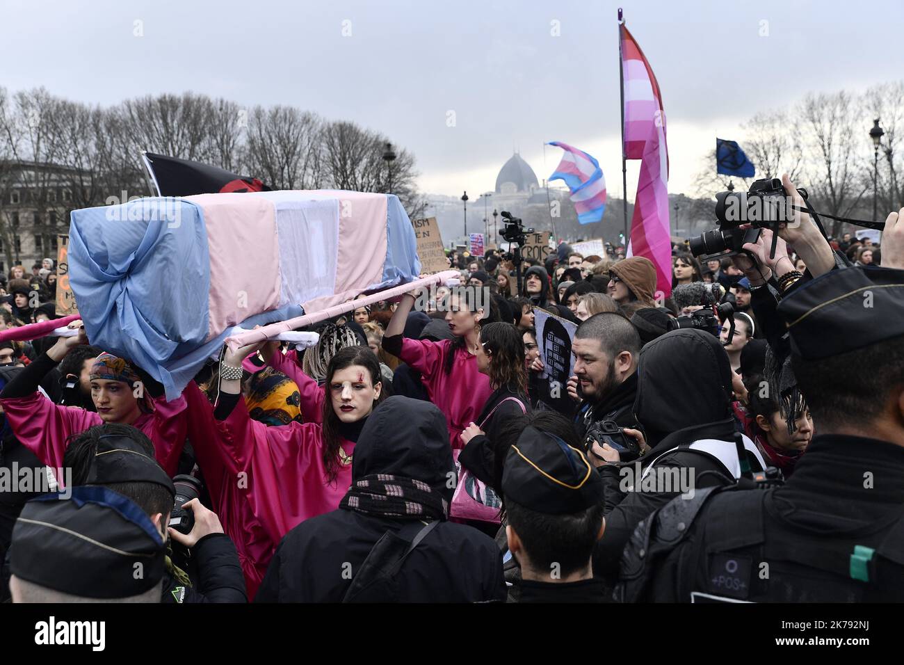 People in Paris protest on International Women's Day for equal rights ...