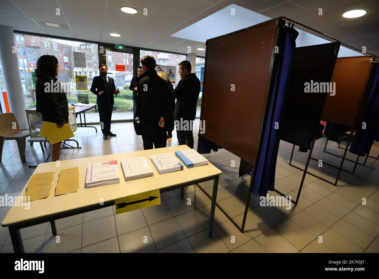 First round Municipal elections in France Polling station in Bruay-la ...