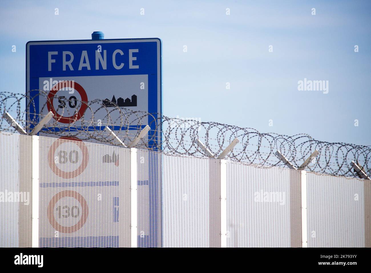 French border with England, at the Ferry terminal at the port of Calais ...