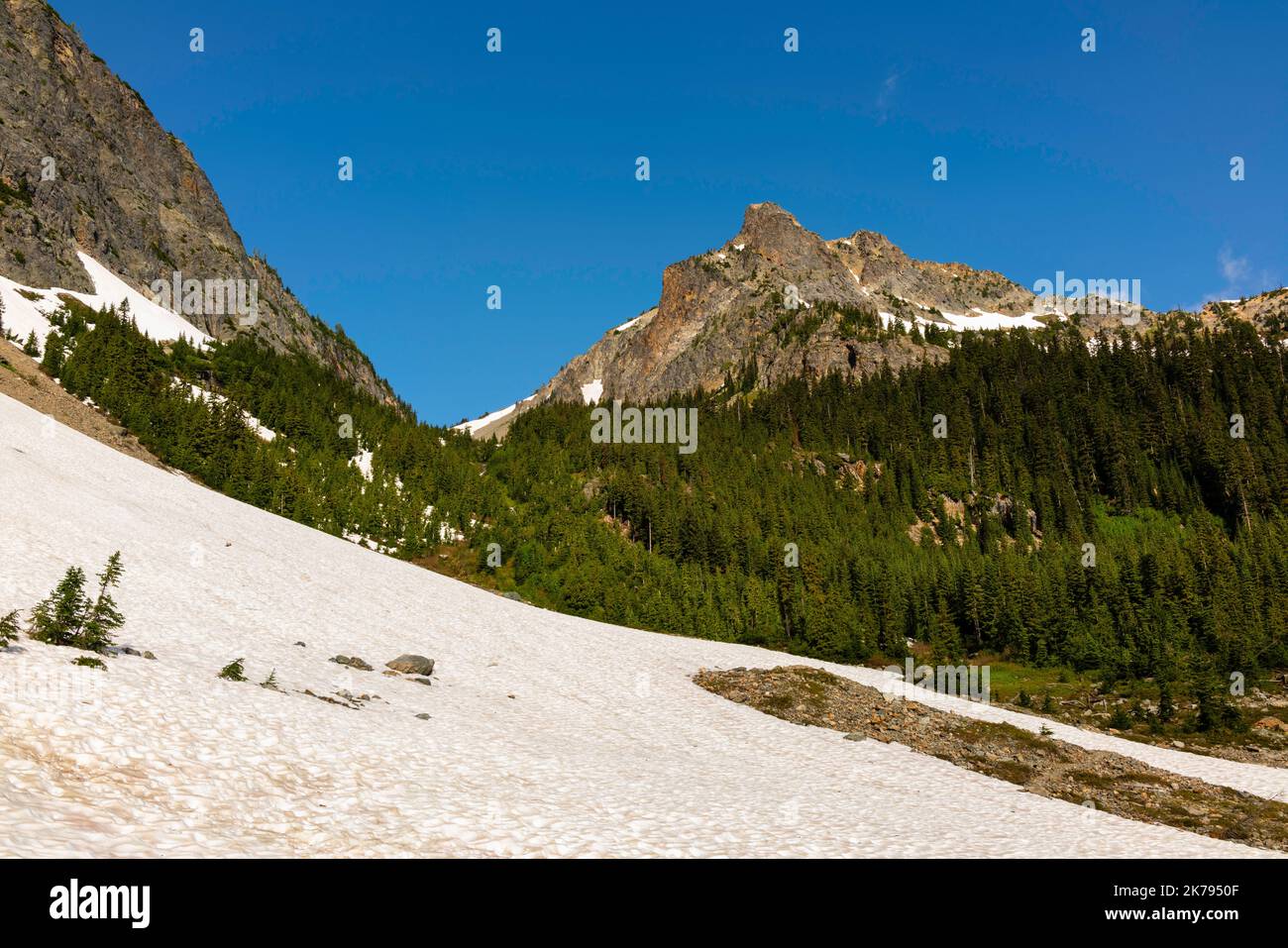 Photograph taken from Easy Pass. Snow still on the ground in mid-July ...