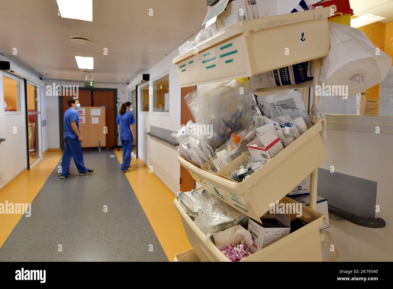A general view of a corridor leading to the rooms of patients with ...