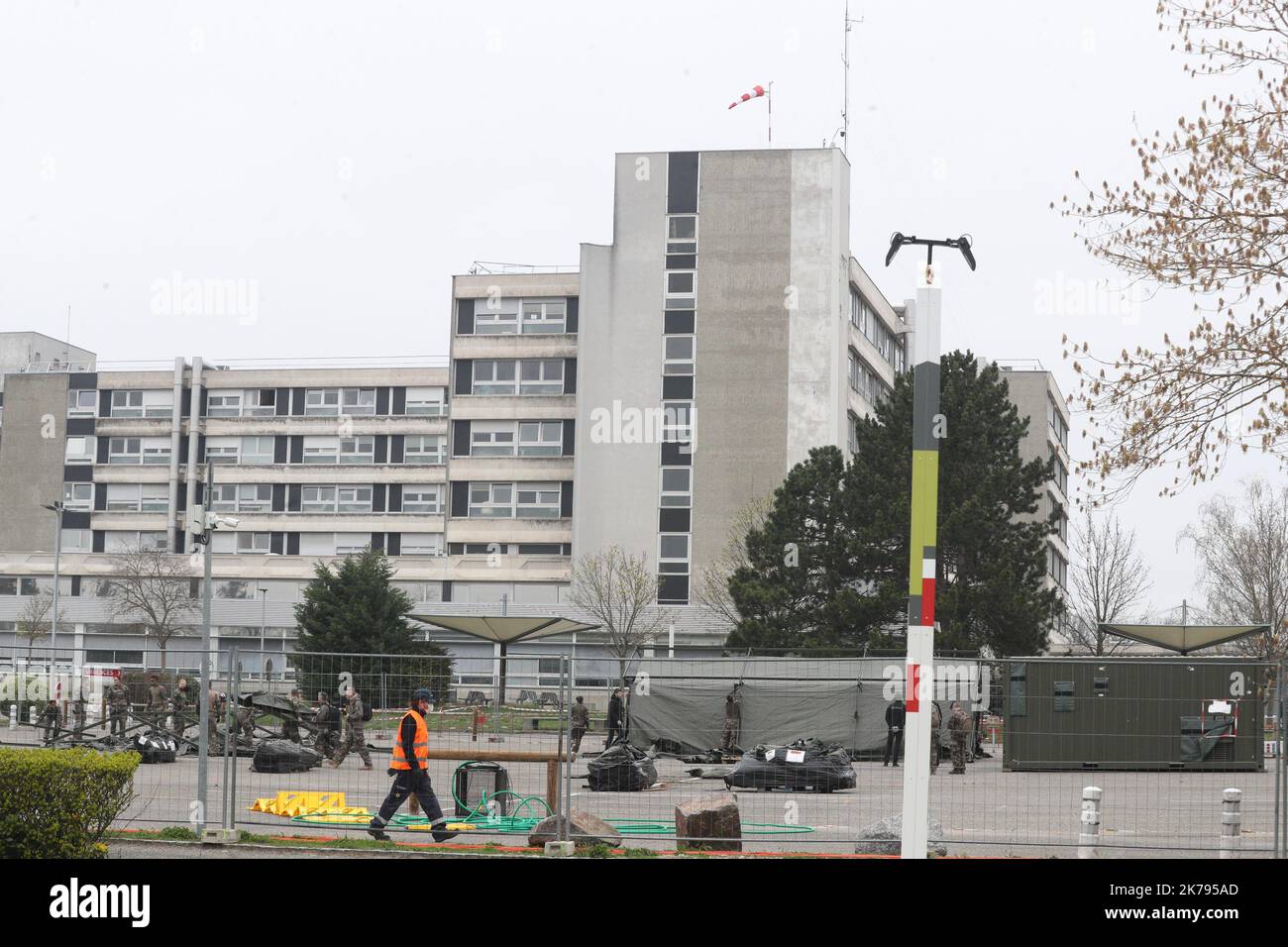Sixteen army trucks arrived in Mulhouse to set up a military ...