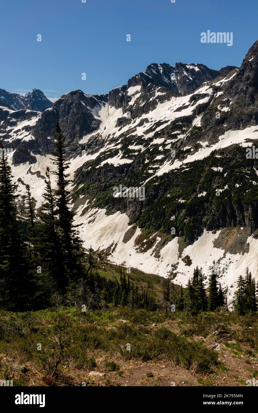 Photograph taken from Easy Pass. Snow still on the ground in mid-July ...