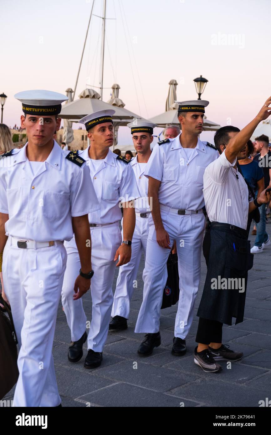Group of non-commissioned officers of the Italian Navy walking along ...