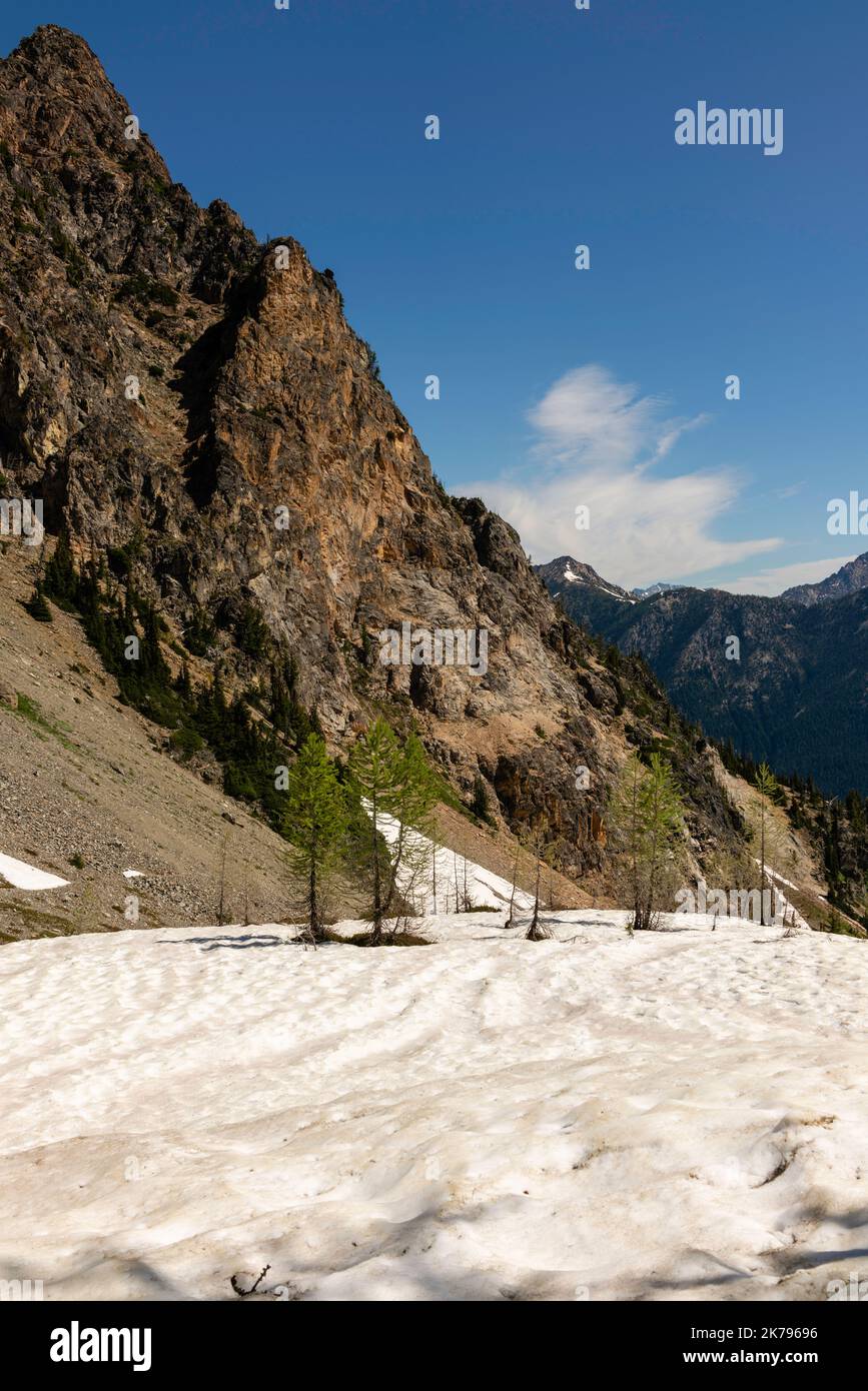 Photograph taken from Easy Pass. Snow still on the ground in mid-July ...