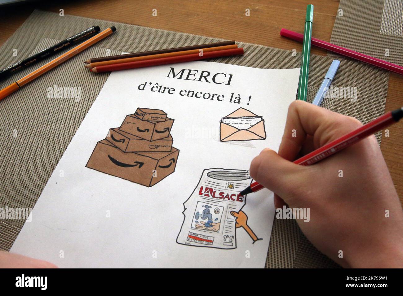 Child's drawing made during confinement to stick on the mailbox and ...